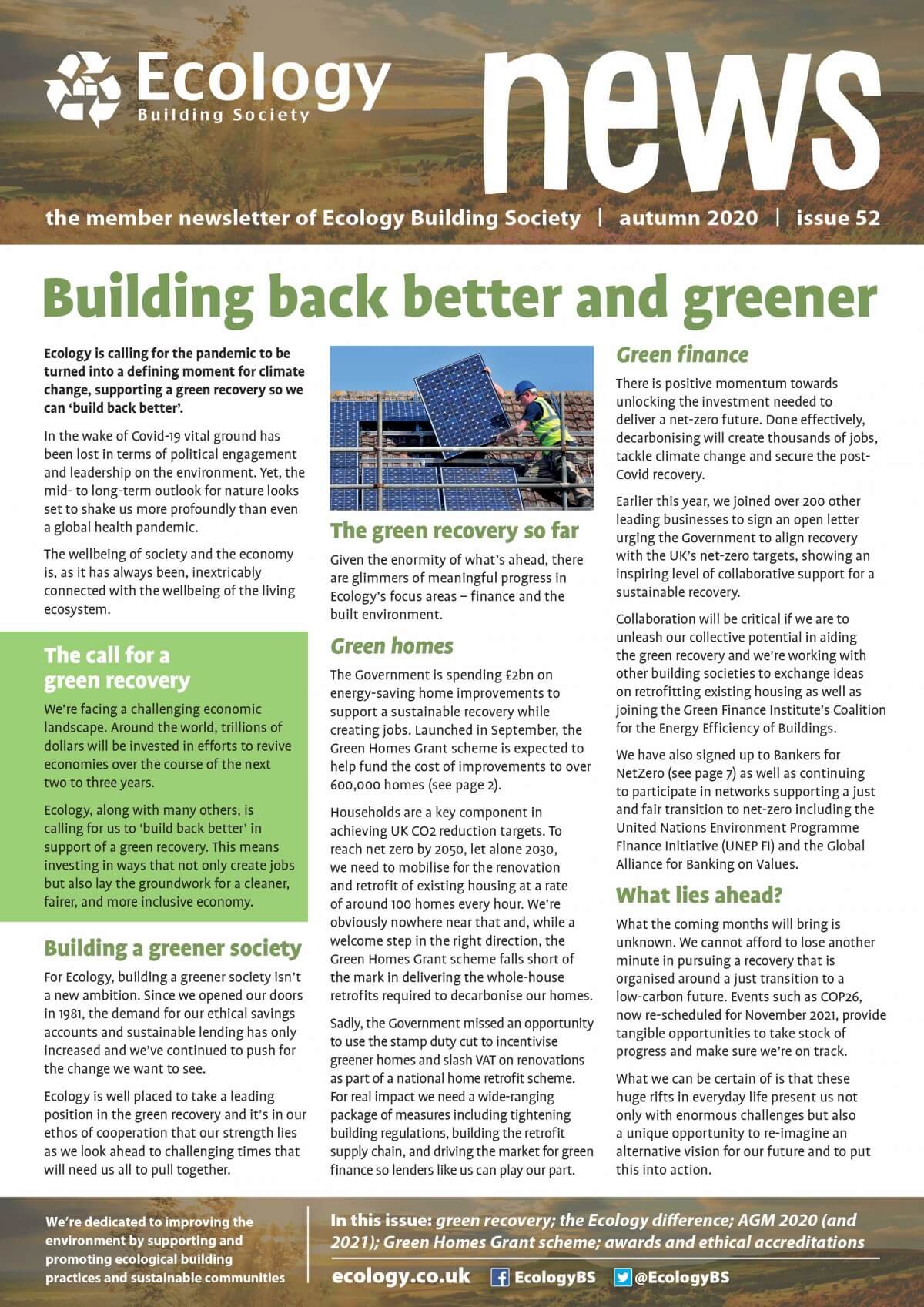 Members' Newsletter Autumn 2020 - Ecology Building Society